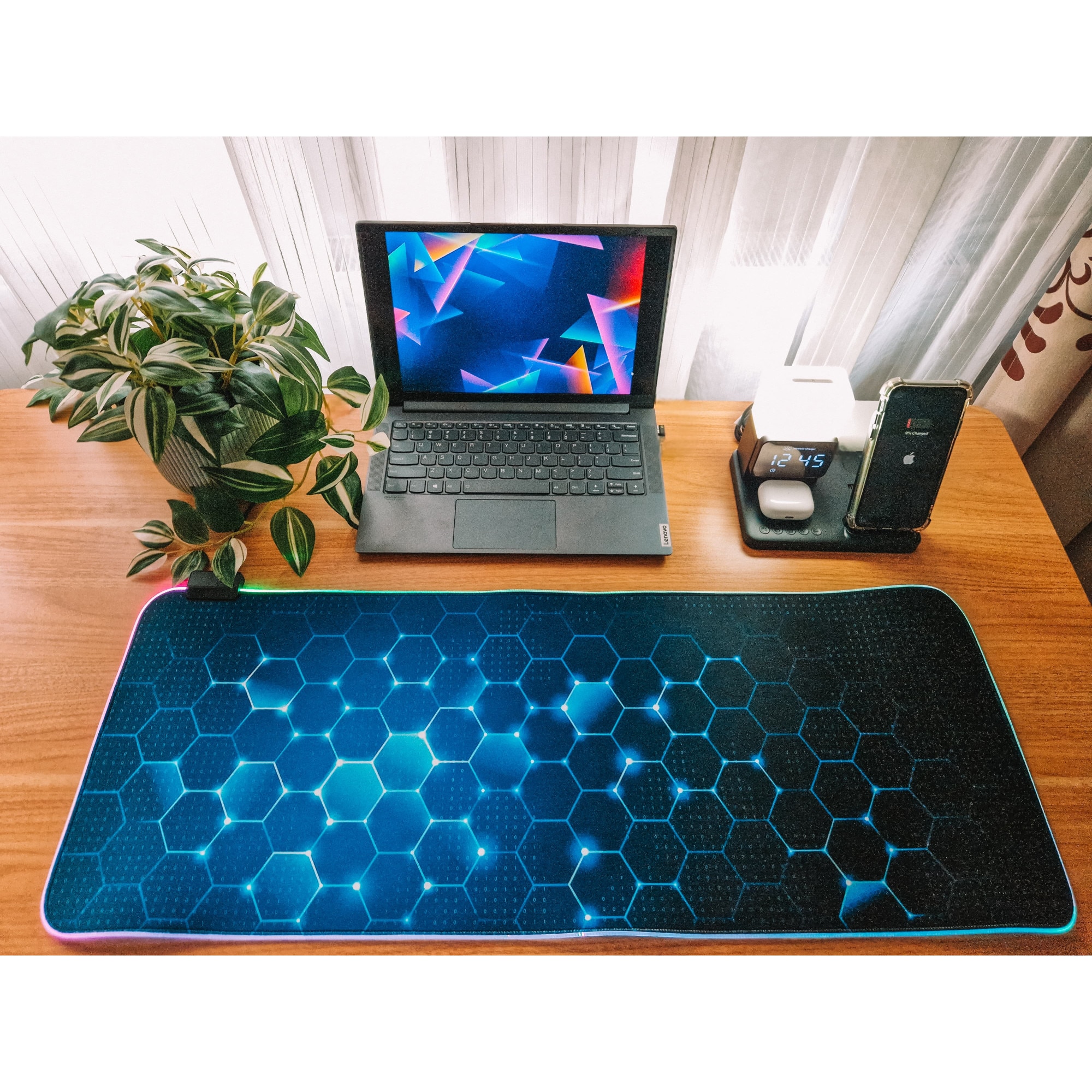 Mouse Pad profesional de gaming, cu iluminare LED RGB, rezistent la apa ...