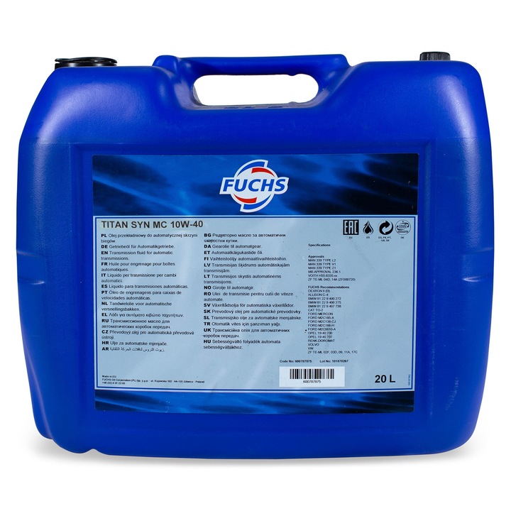 Ulei motor, Fuchs TITAN Supersyn MC 10W40, 20L - eMAG.ro