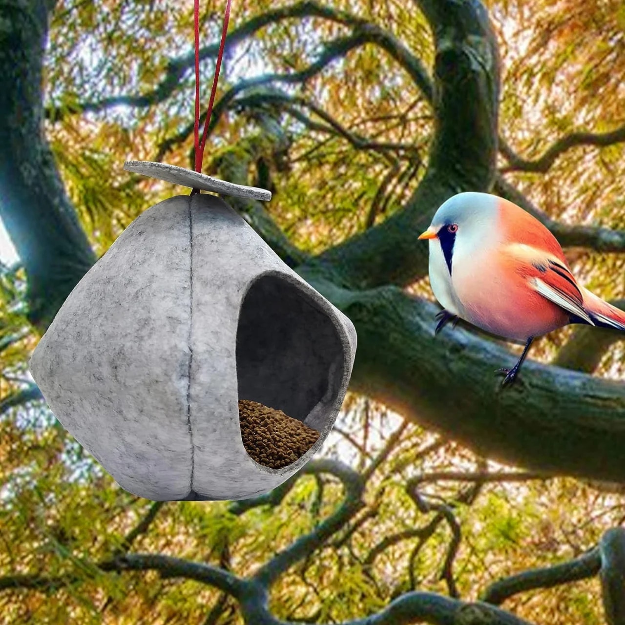 Hranitoare pentru pasari la fereastra/terasa Lightnetsee, pasla, gri ...