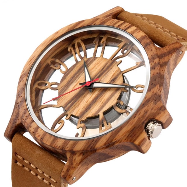 Ceas retro pentru barbati Woodster, smania, din lemn, tip quartz, curea ...
