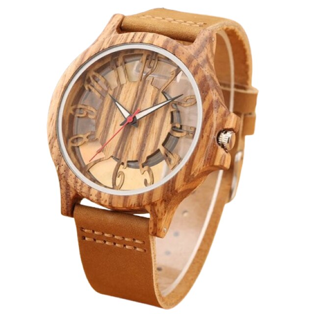 Ceas retro pentru barbati Woodster, smania, din lemn, tip quartz, curea ...