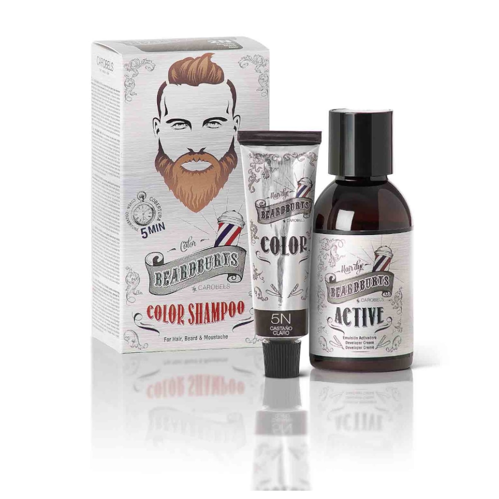 Sampon colorant pentru par, barba si mustata, Beadburys, Maro deschis ...