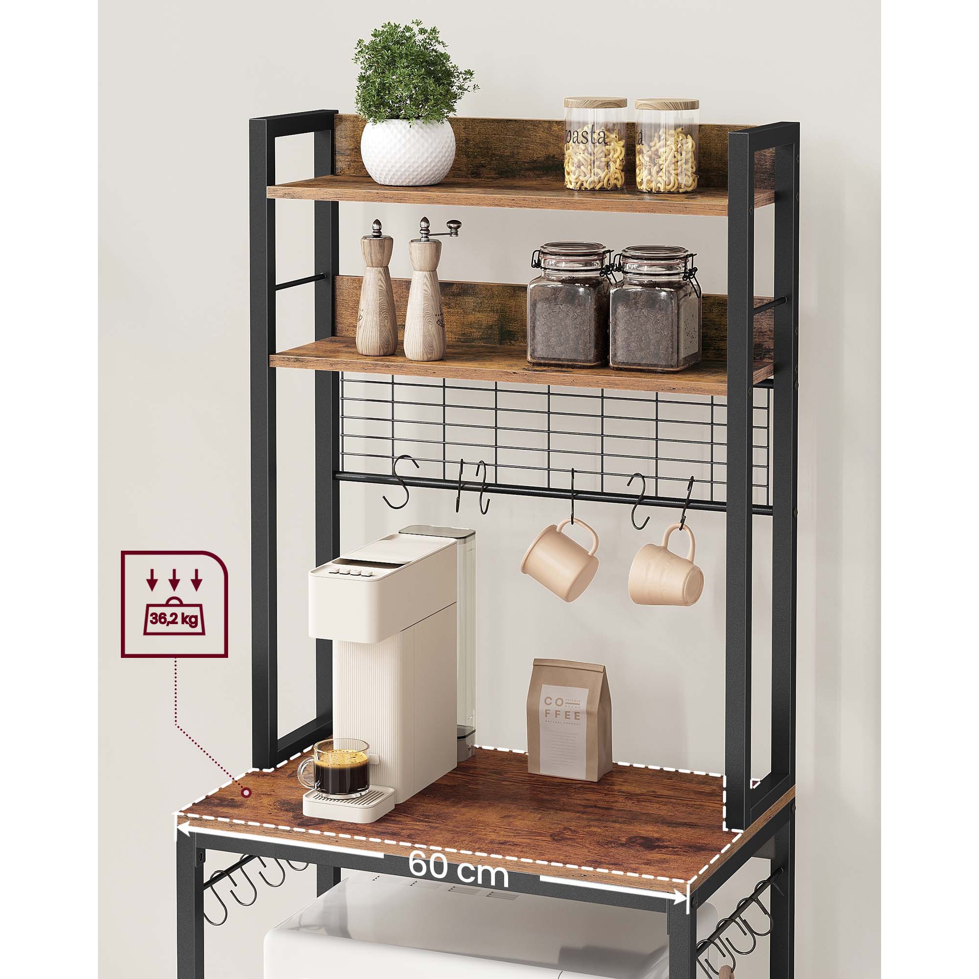 Raft de bucatarie cu priza, suport cuptor cu microunde, raft de ...