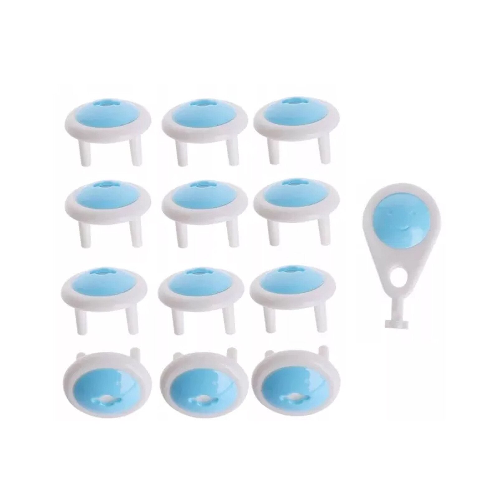 Set 12 protectii pentru prize, Plastic, Alb/Albastru - eMAG.ro