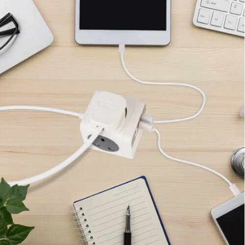Adaptor priza 7 in 1, Luka, USB, Alb - eMAG.ro