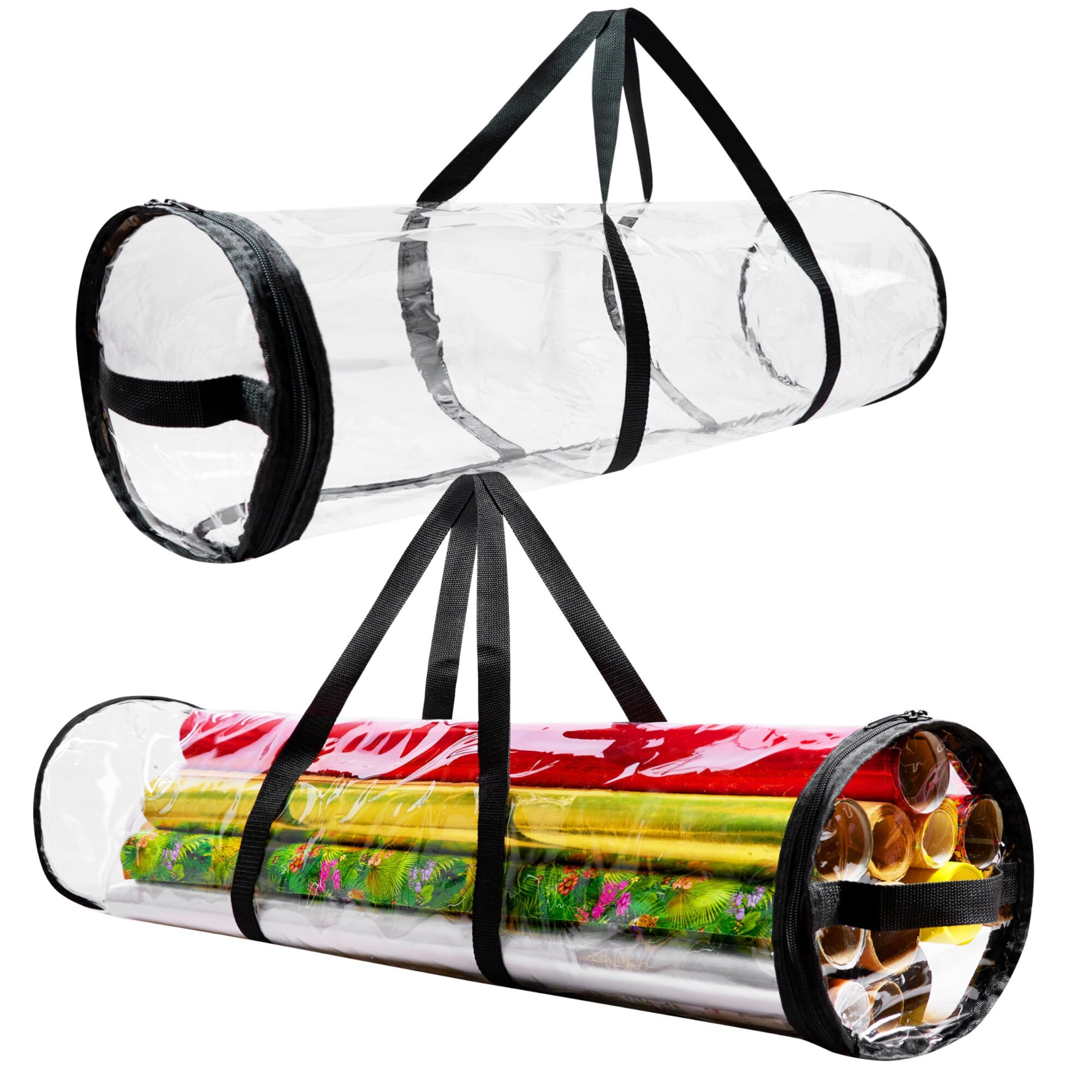 Punga de depozitare cu fermoar si manere, Plastic, 100 cm, Transparent ...