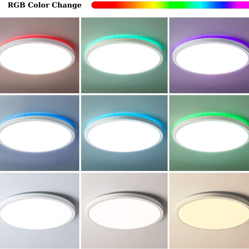 Смарт LED осветление за таван MaGeCa, RGB, 24W, дистанционно управление ...