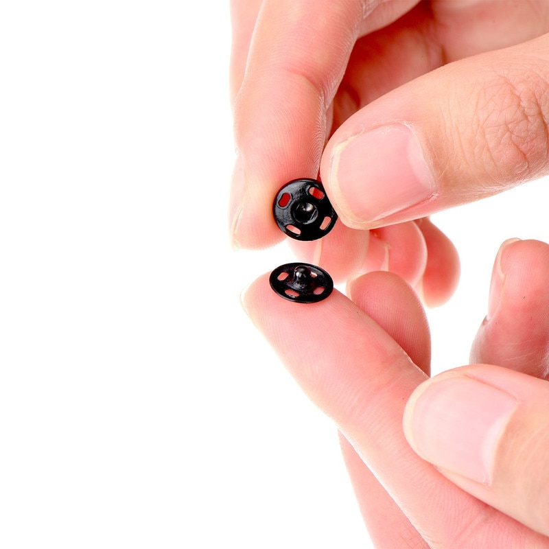 Комплект 100 телчета за копчета, Метални, 10 мм, Черни/Сребристи - eMAG.bg