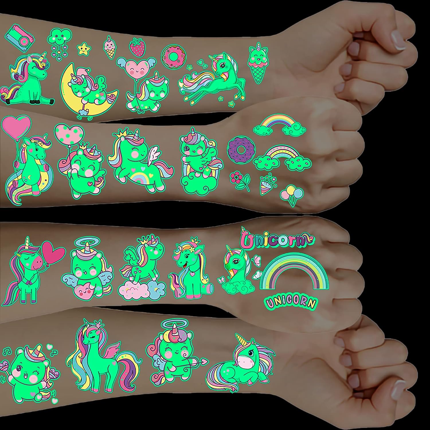 Set 200 Tatuaje Color Temporare, JENUOS®, Fosforescente pentru Copii ...
