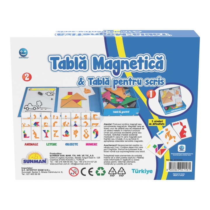 Joc Educativ Smile Games, Tabla Magnetica si Tabla pentru Scris - eMAG.ro