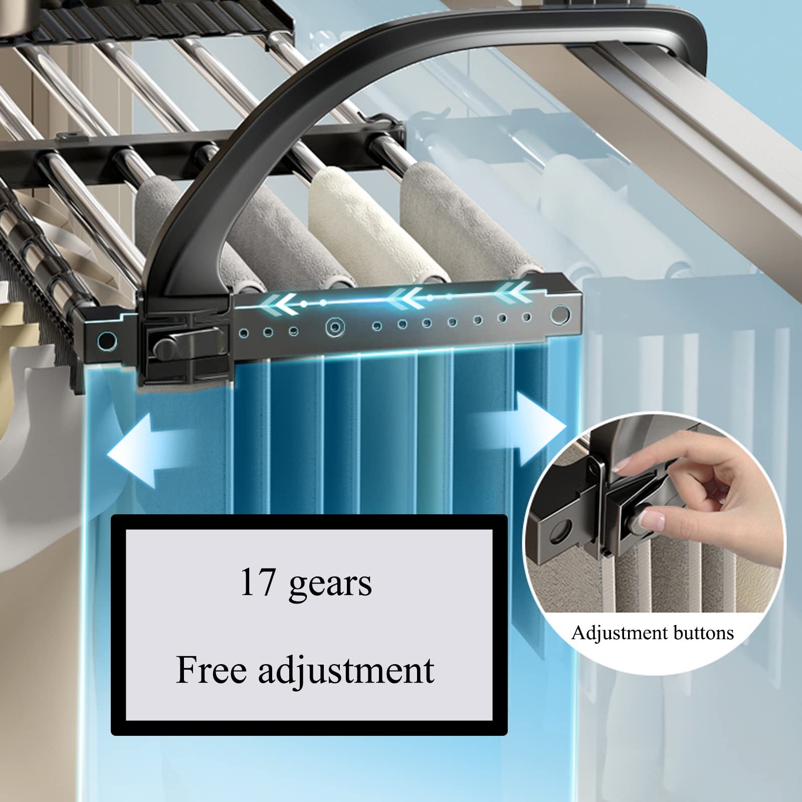 Uscator de rufe/radiator balcon, WALALLA, Inox/PP/ABS, Negru - eMAG.ro