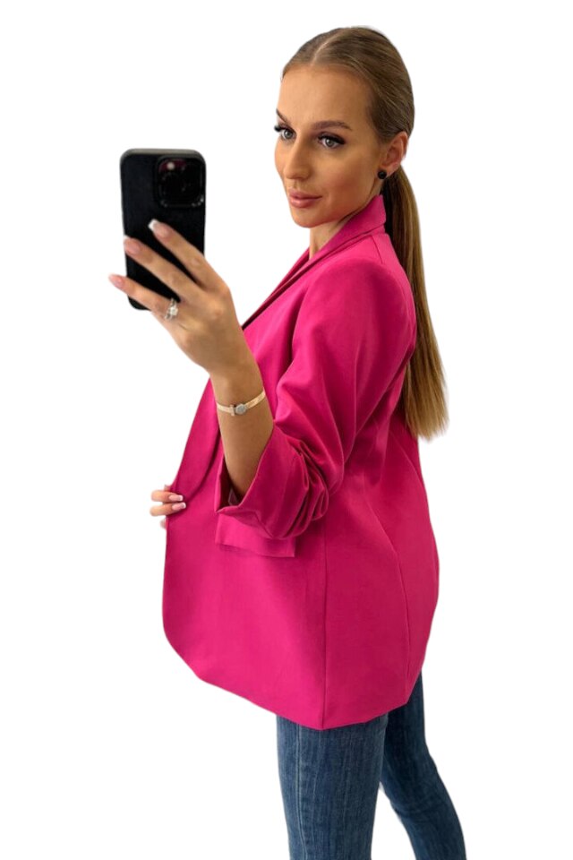 Sacou roz fucisa dama office-elegant cu captuseala masura universala s ...