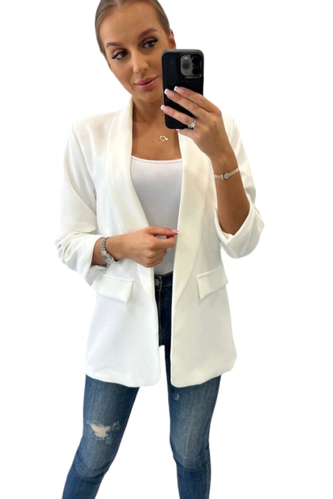 Sacou alb dama office-elegant cu captuseala masura universala s/m - eMAG.ro