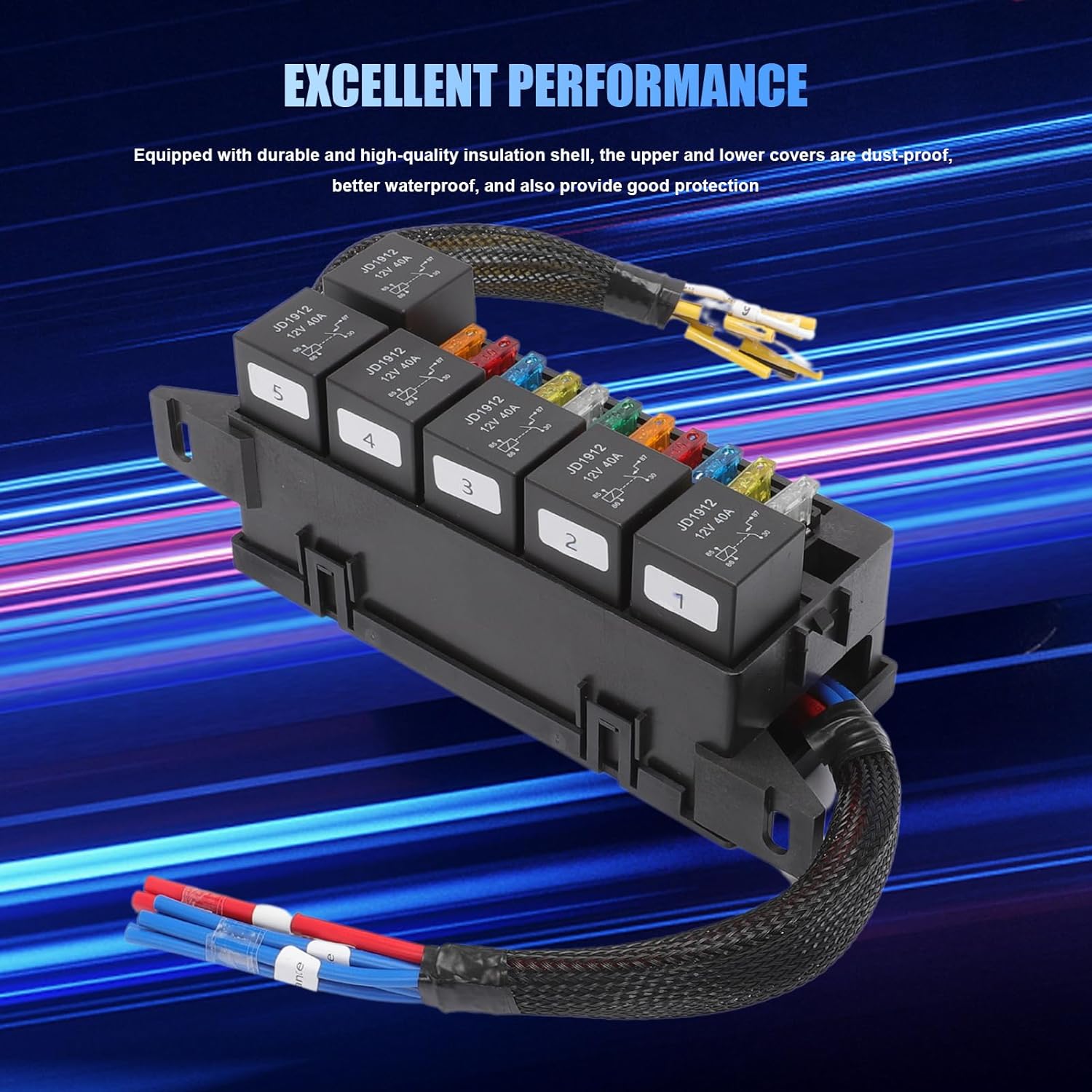 Set cutie relee si sigurante auto 12V, cu 6 relee JD1914 40A cu 4 pini ...