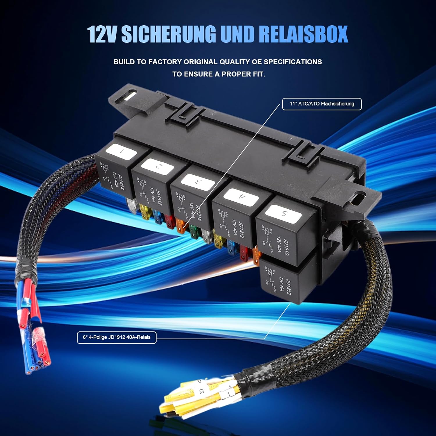 Set cutie relee si sigurante auto 12V, cu 6 relee JD1914 40A cu 4 pini ...