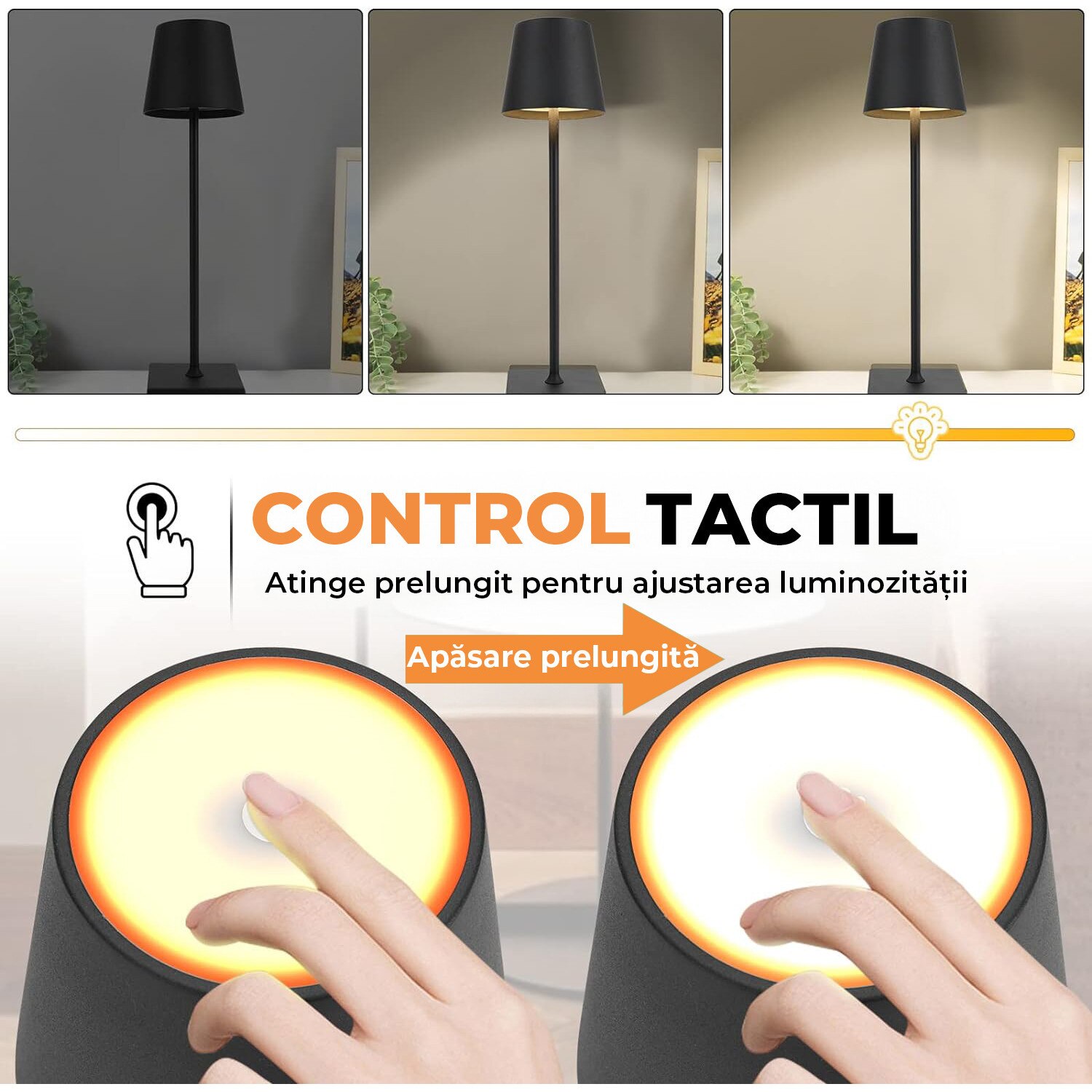 Lampa de masa touch led incarcabila Echo Soul®️, ambientala cu control ...