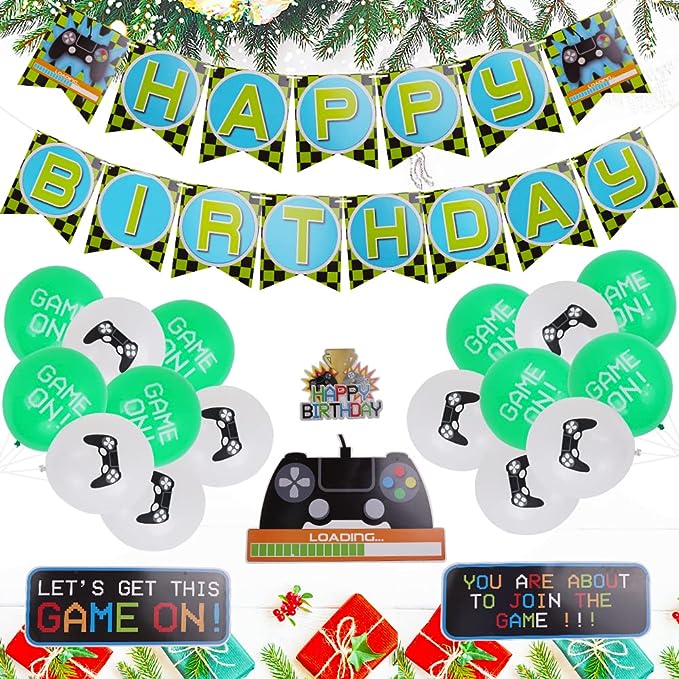 Set decorativ petrecere OYJ, tematica jocuri video, 21 piese ...