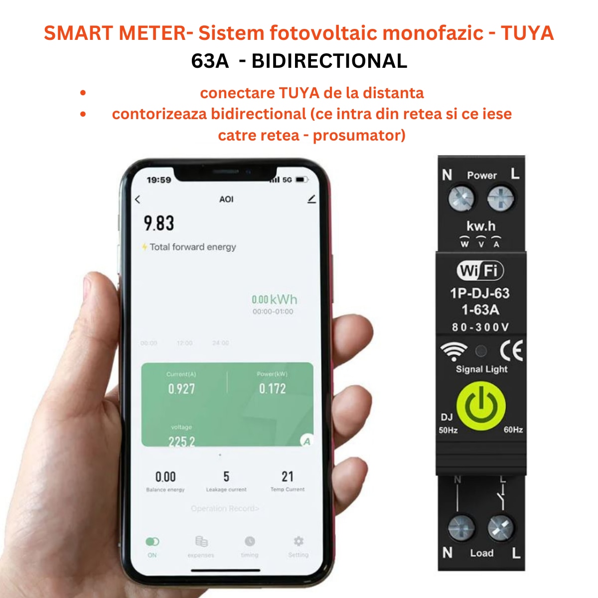 Releu protectie, smart metter, monofazat, bidirectional (prosumator ...