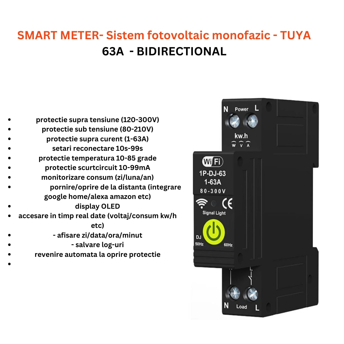 Releu protectie, smart metter, monofazat, bidirectional (prosumator ...