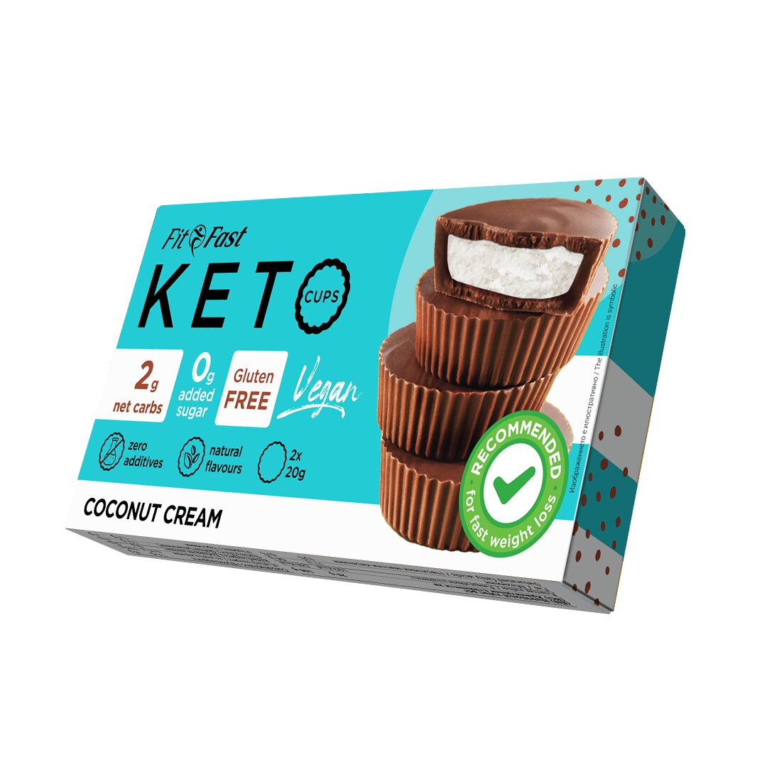 Комплект Шоколадови бонбони FitFast Keto Cups Coconut Cream, 10бр - eMAG.bg