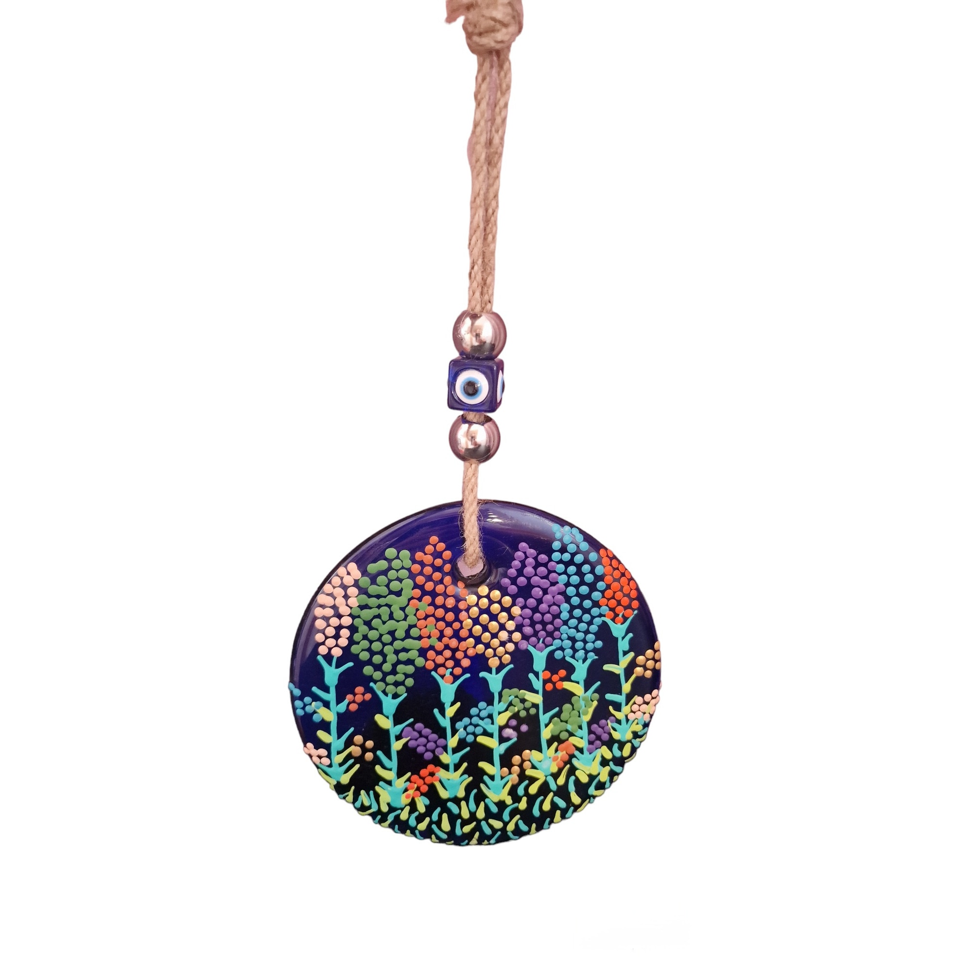 Decoratiune perete, ochi turcesc, feng shui, hand made, sticla - eMAG.ro