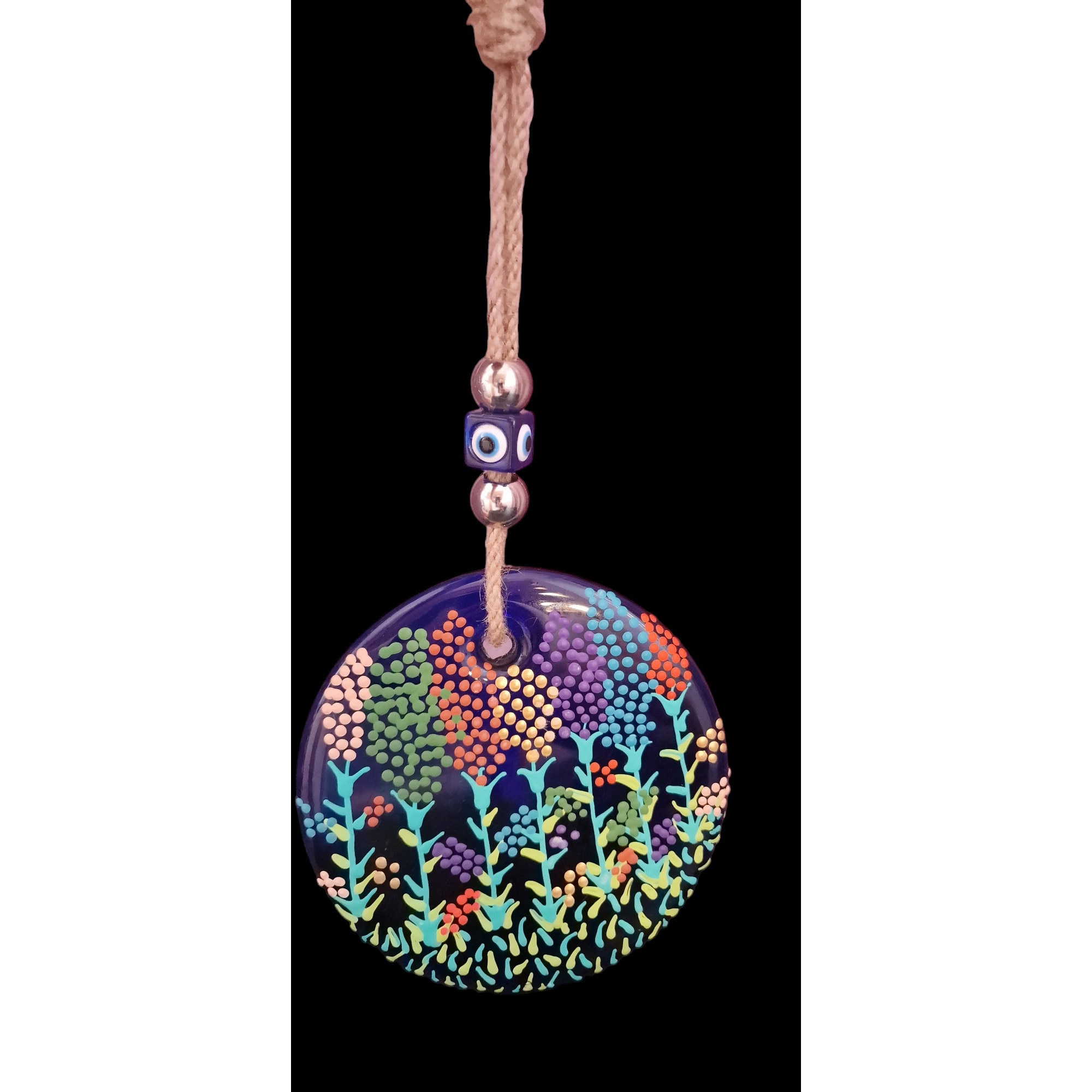 Decoratiune perete, ochi turcesc, feng shui, hand made, sticla - eMAG.ro