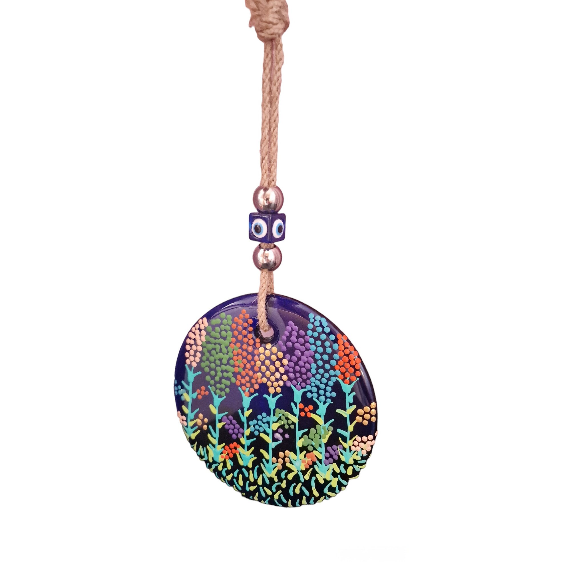 Decoratiune perete, ochi turcesc, feng shui, hand made, sticla - eMAG.ro