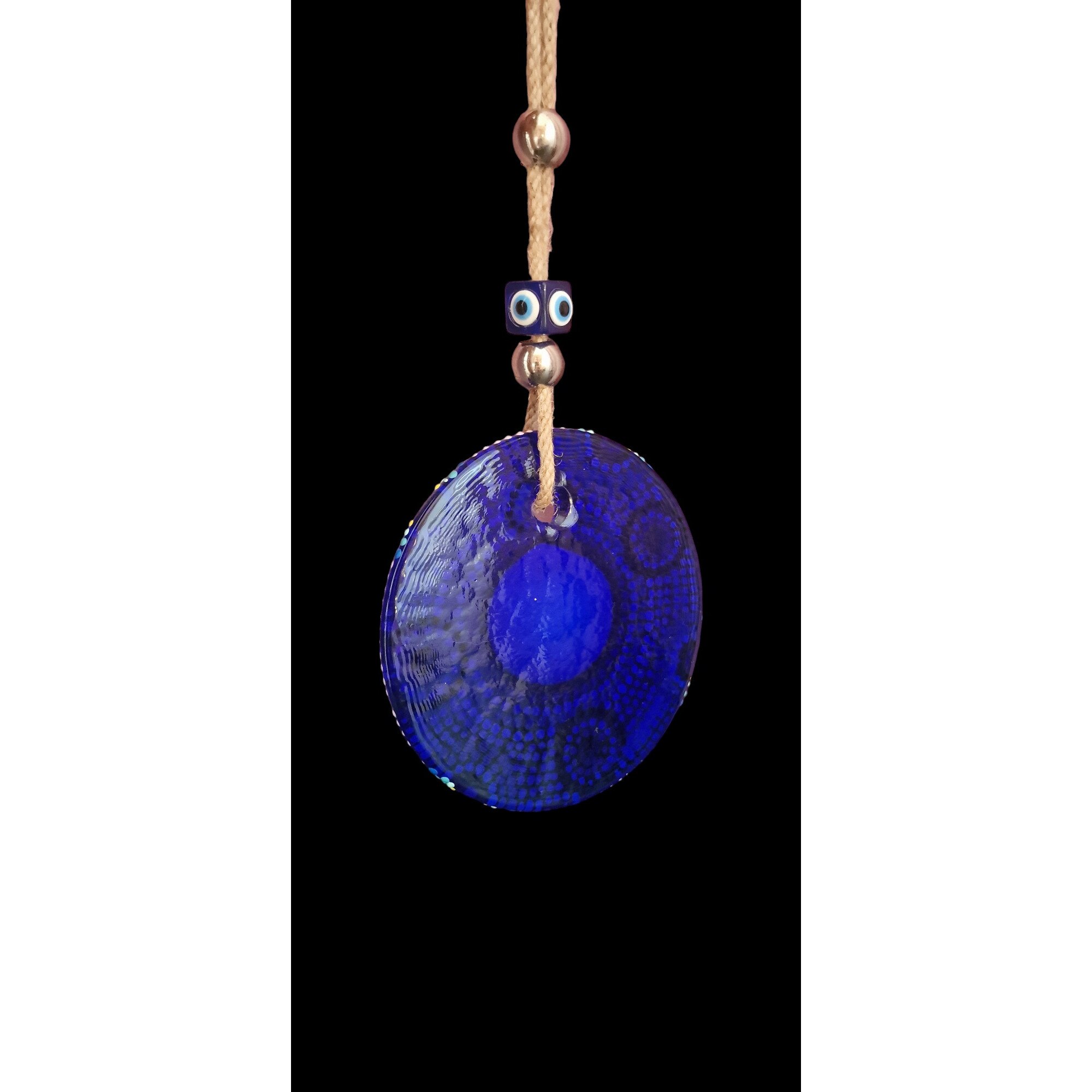 Decoratiune perete, ochi turcesc, feng shui, hand made, sticla - eMAG.ro