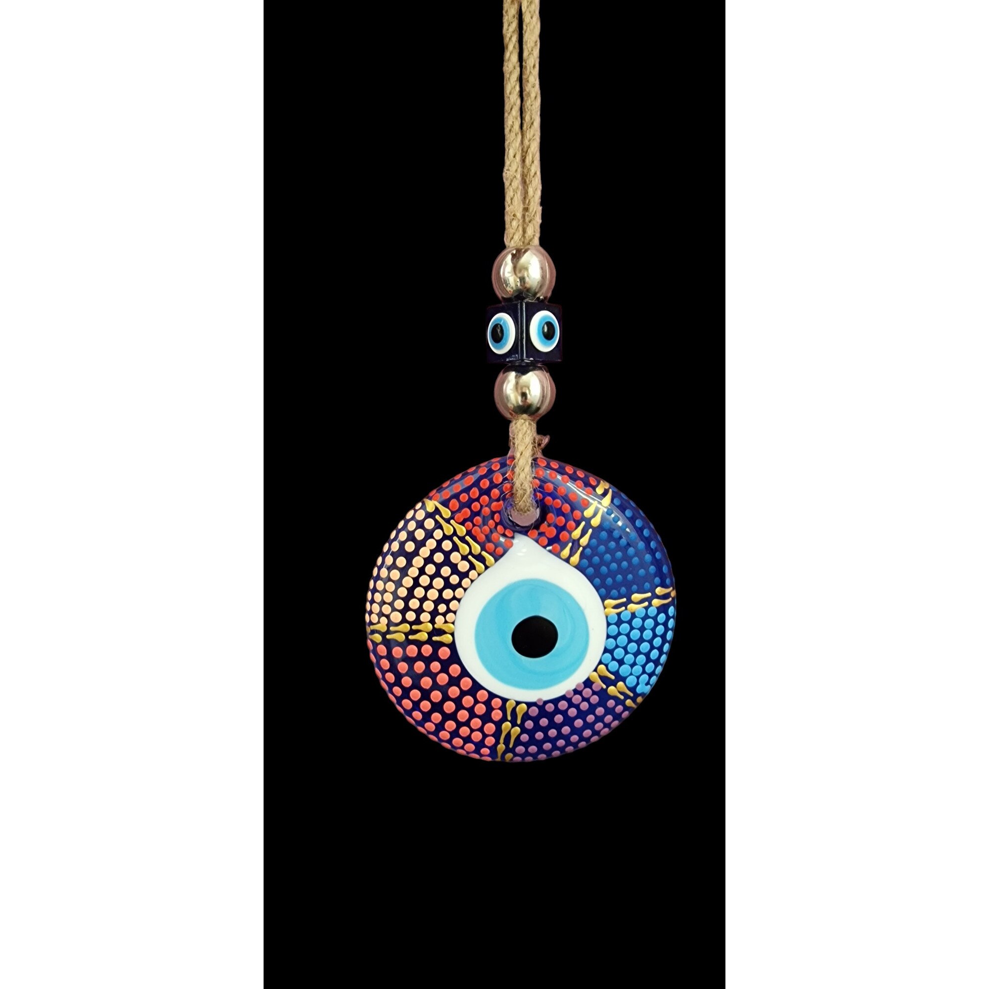 Decoratiune perete din sticla, feng shui, hand made, ochi turcesc - eMAG.ro