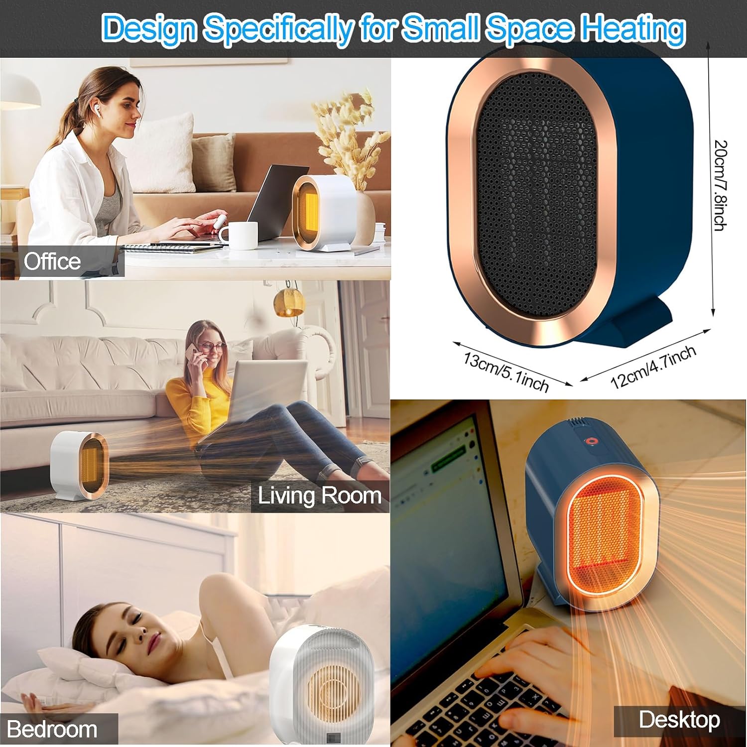 Mini Incalzitor Ceramic PTC, Aerotermic, Portabil, Incalzire Rapida 800 ...