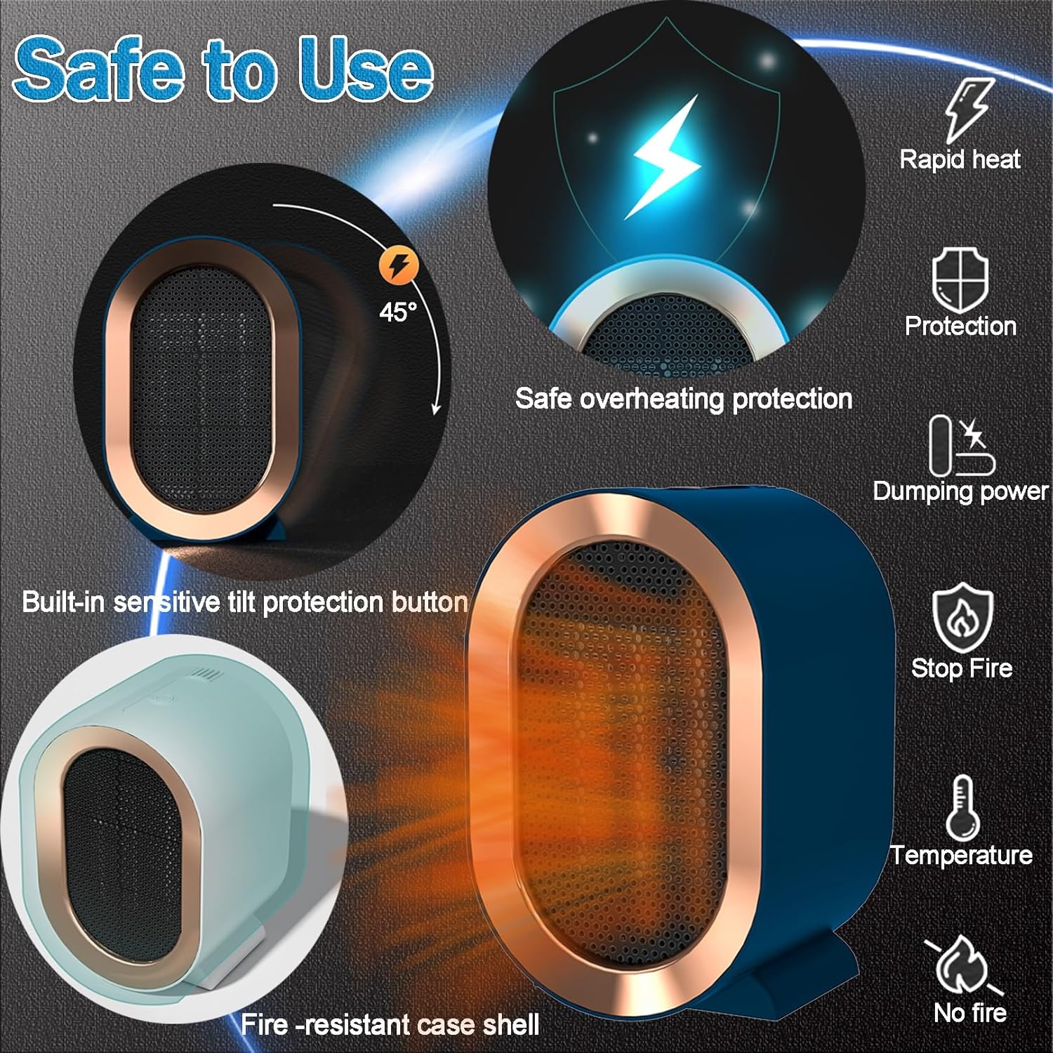 Mini Incalzitor Ceramic PTC, Aerotermic, Portabil, Incalzire Rapida 800 ...