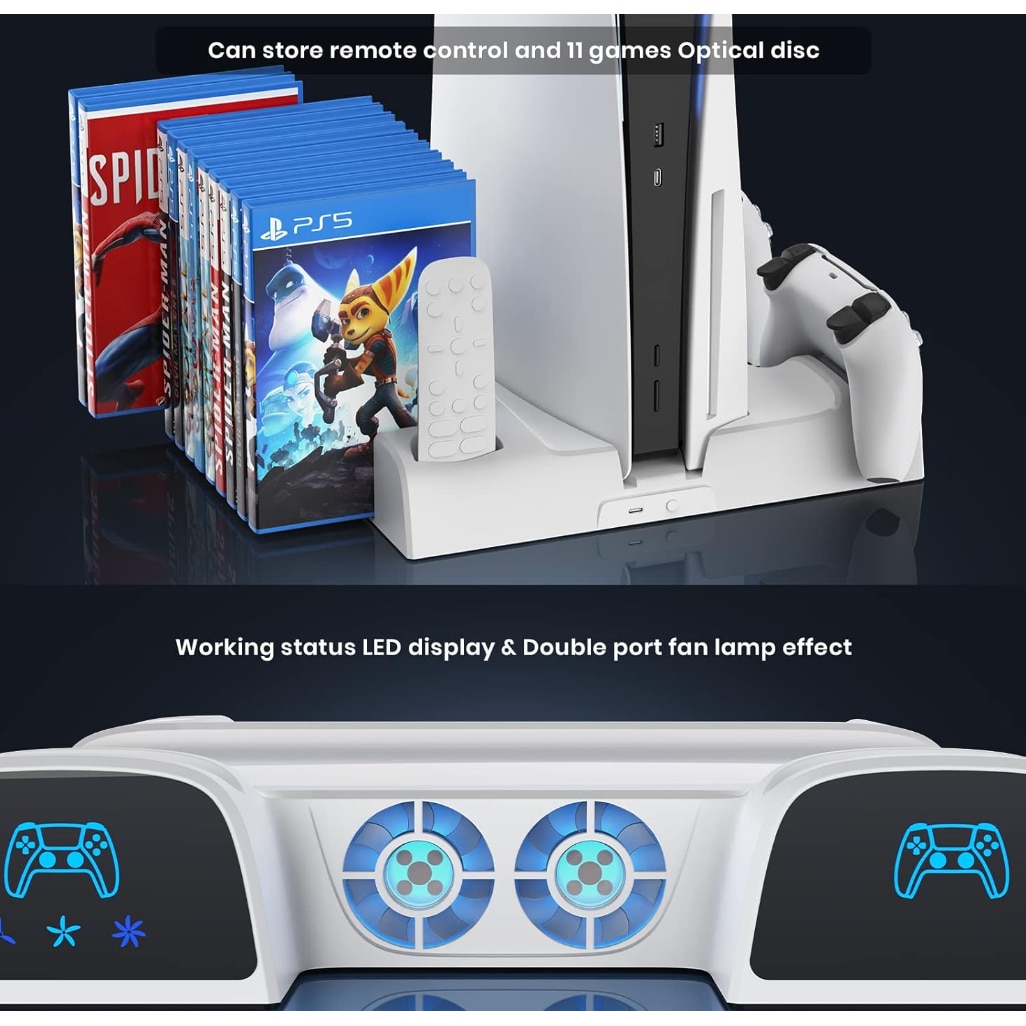 Statie Gaming Verticala 4 in 1, Suport PS5, Intrare USB Type C, Display ...