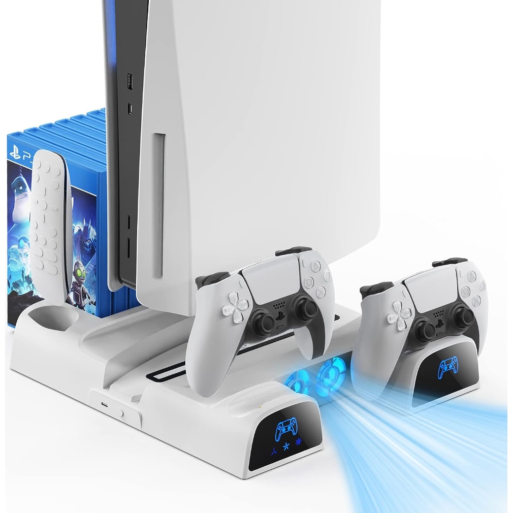 Statie Gaming Verticala 4 in 1, Suport PS5, Intrare USB Type C, Display ...