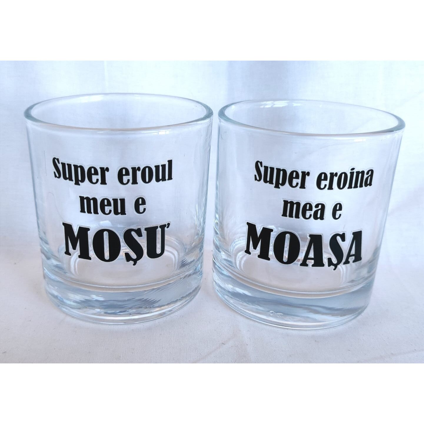 Set 2 pahare personalizate pentru mosi botez, Super eroul meu e mosu ...