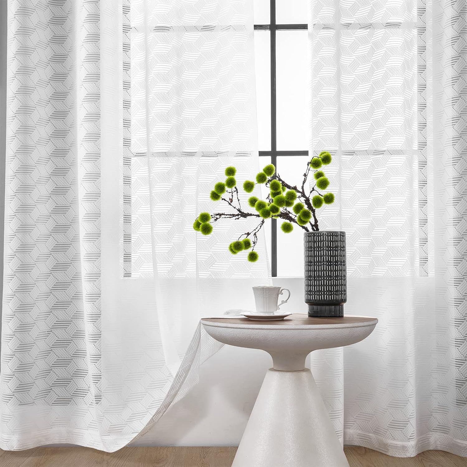 Perdele albe cu model, set de 2 buc 132 x 245cm - eMAG.ro