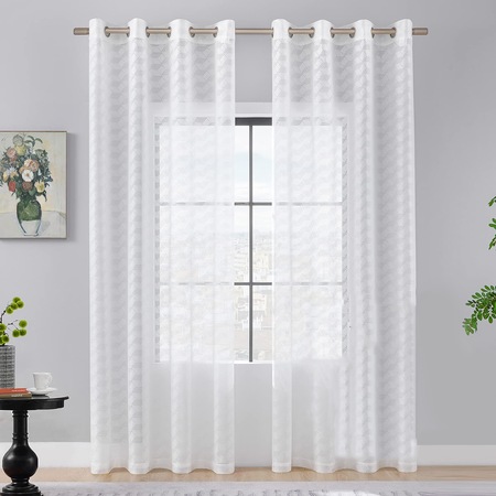 Perdele albe cu model, set de 2 buc 132 x 245cm - eMAG.ro