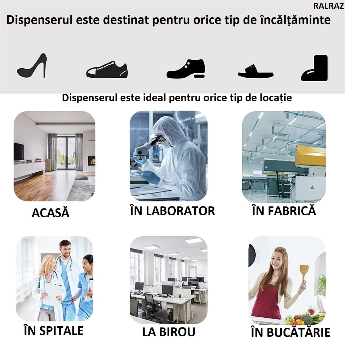 Dispenser profesional RALRAZ pentru infoliere incaltaminte, inclusa o ...
