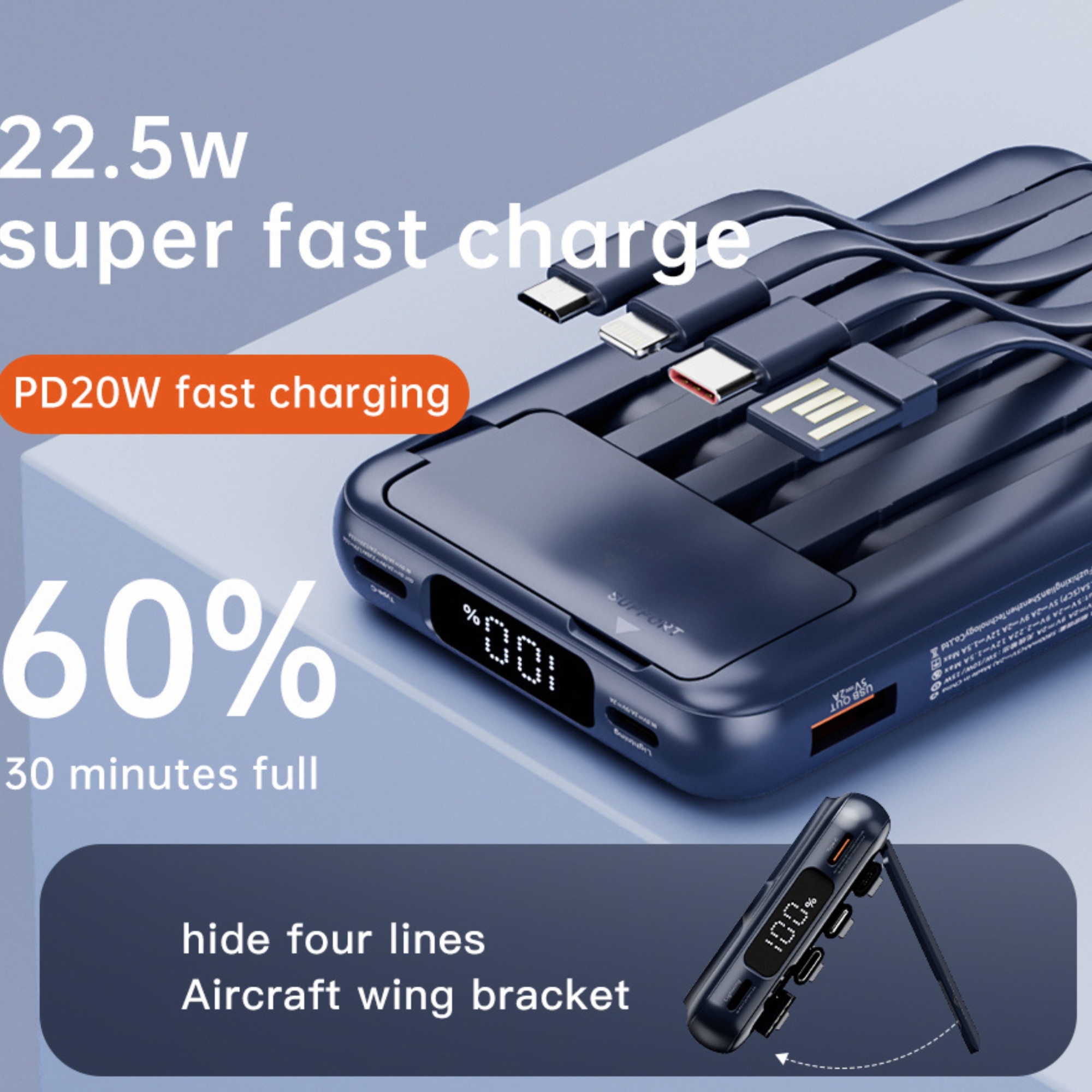 Acumulator Extern Wireless Magnetic ESL by Essential Level®, 10000 mAh ...