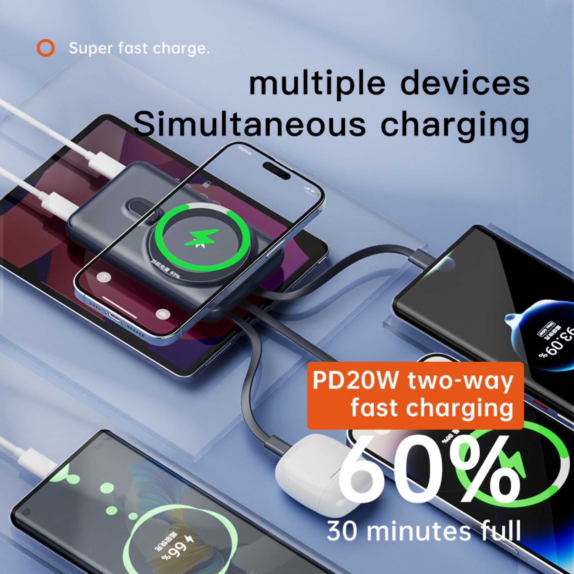 Acumulator Extern Wireless Magnetic ESL by Essential Level®, 10000 mAh ...