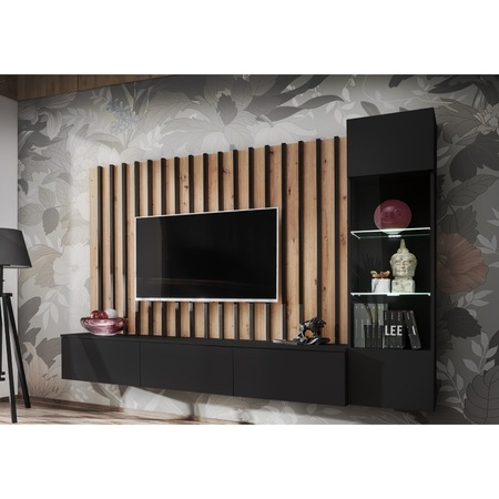 Set mobila living, suspendata, prindere perete, cu riflaj inclus, usi ...