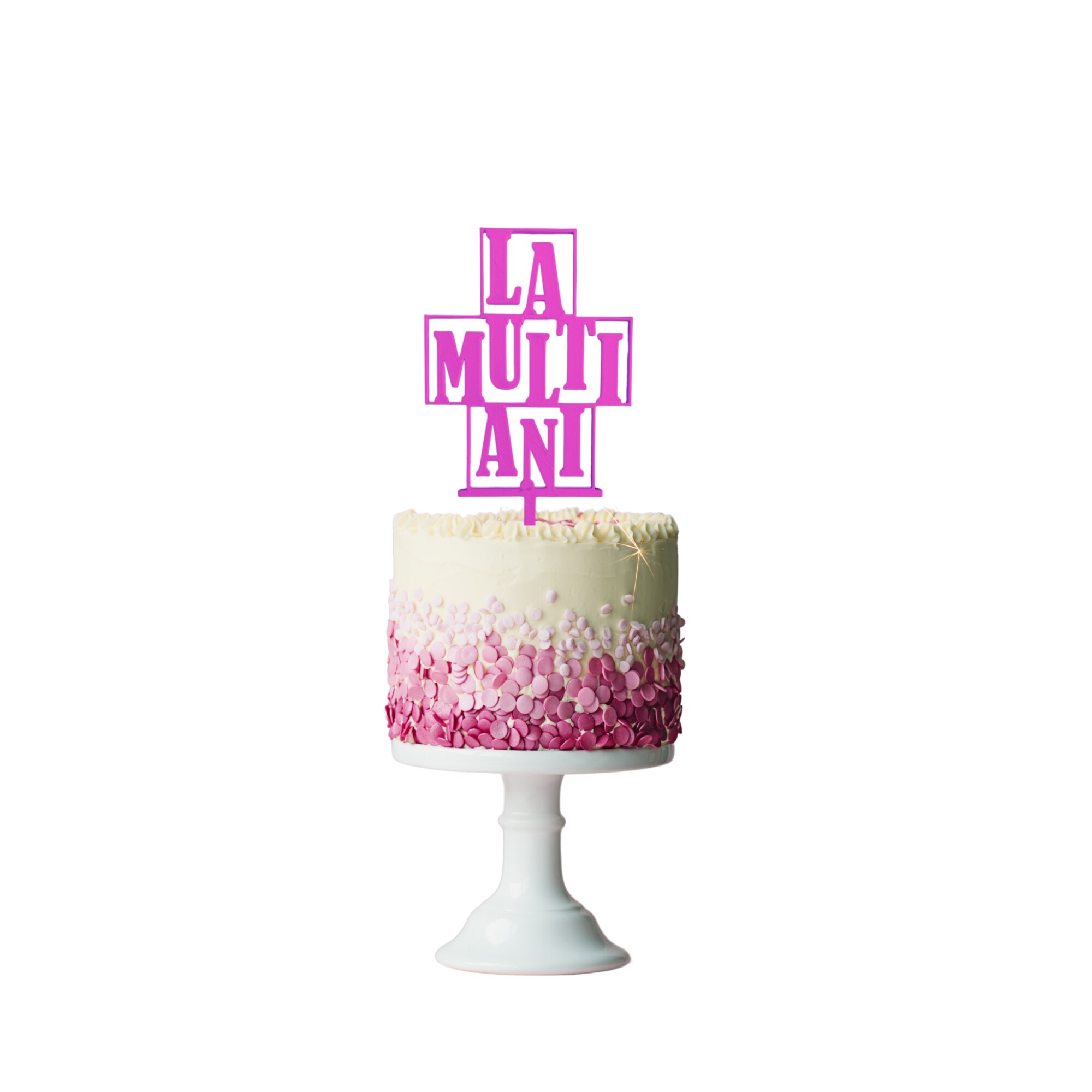 Topper tort, "LA MULTI ANI", zi de nastere, 17, 9 x 9, 5 cm mov deschis ...
