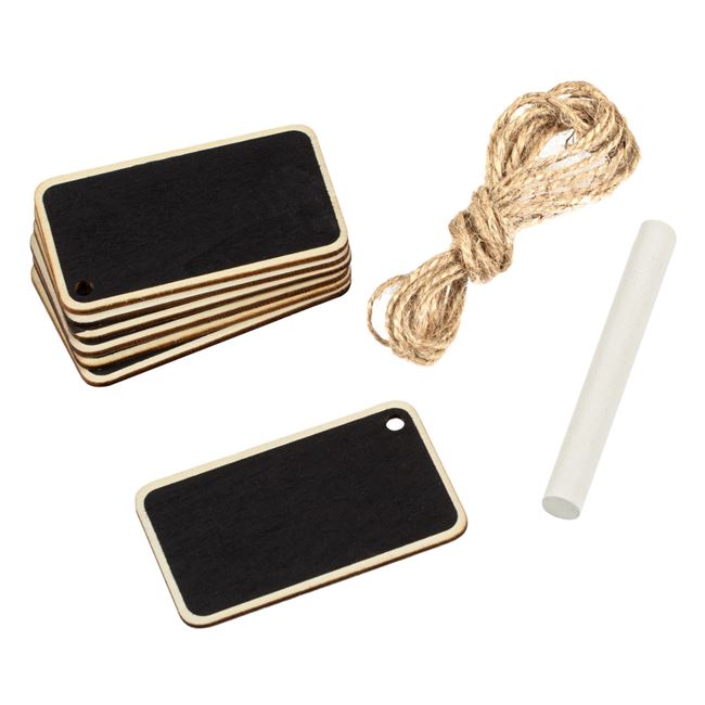 Set Creativ cu 7 Tablite Negre de Lemn si Creta - eMAG.ro