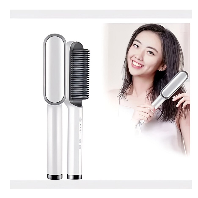 Perie electrica profesionala pentru indreptat parul, alb - eMAG.ro