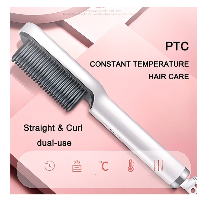 Perie electrica profesionala pentru indreptat parul, alb - eMAG.ro