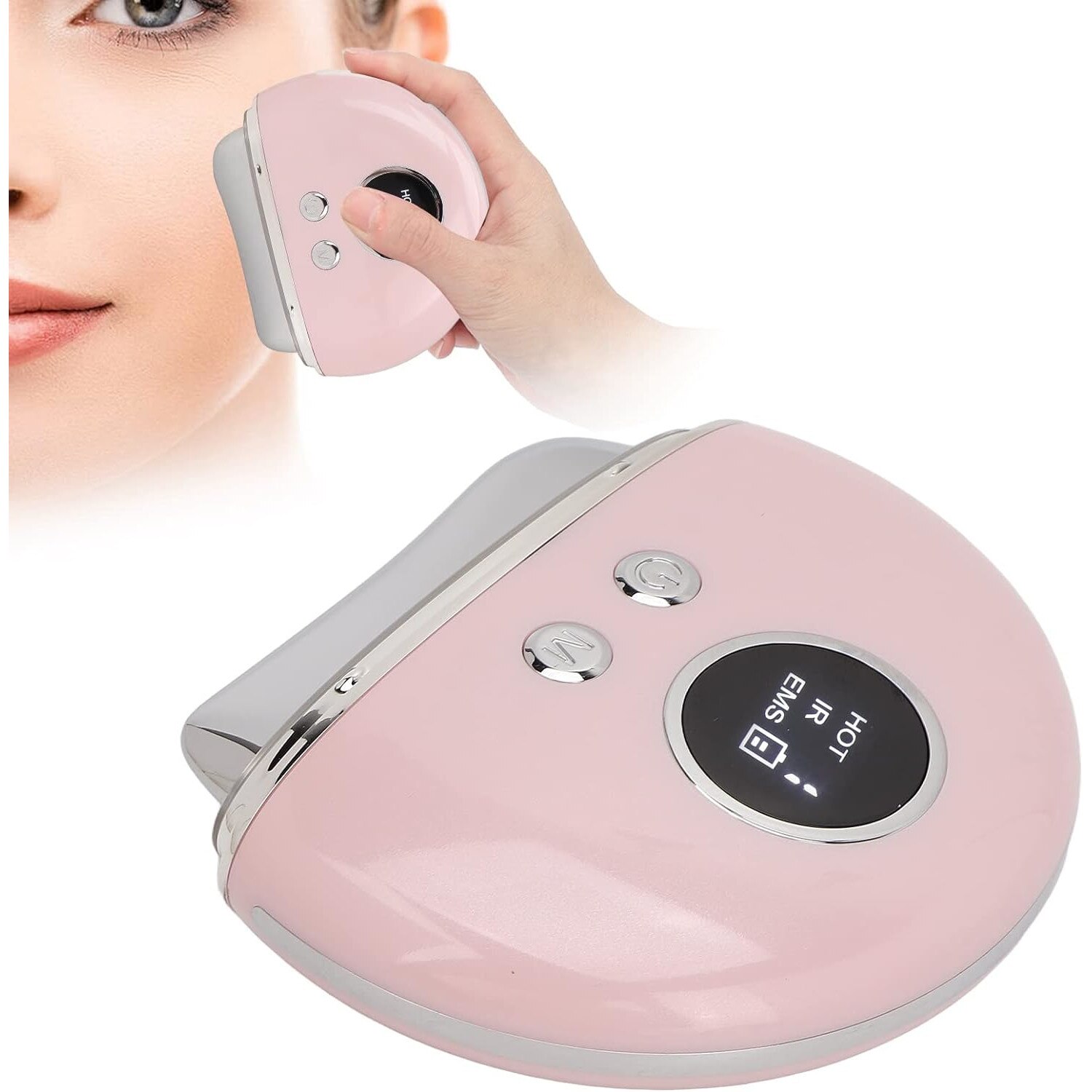 Gua Sha EMS и IR апарат за лице и тяло с вибрация, червена, синя и ...