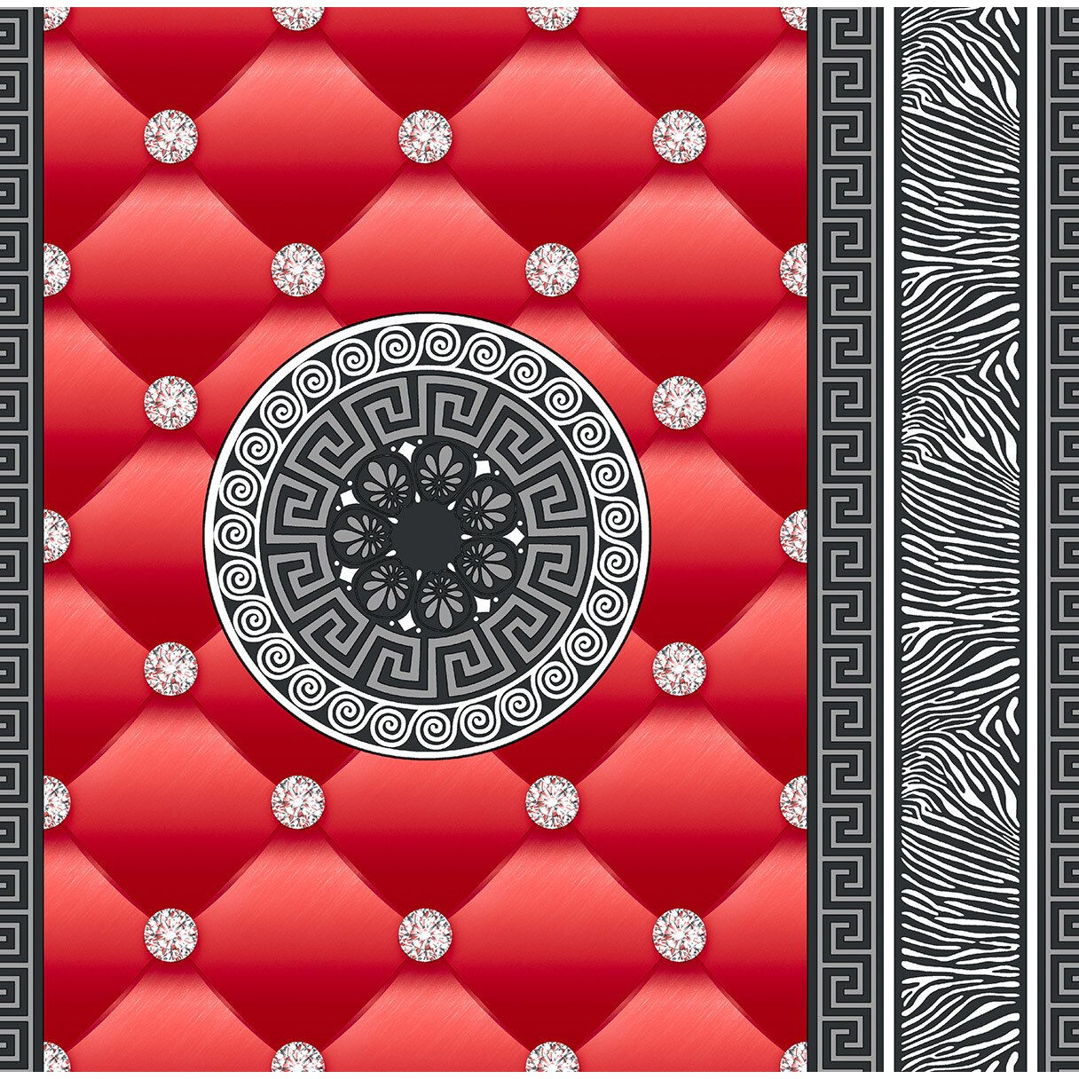 Pachet cu tapet si adeziv pentru o camera 3M/4M, model grecesc 3D rosu ...