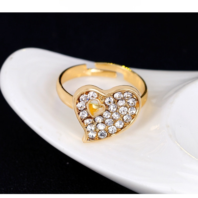 Set bijuterii femei, colier, cercei, bratari si inele, placat cu aur ...