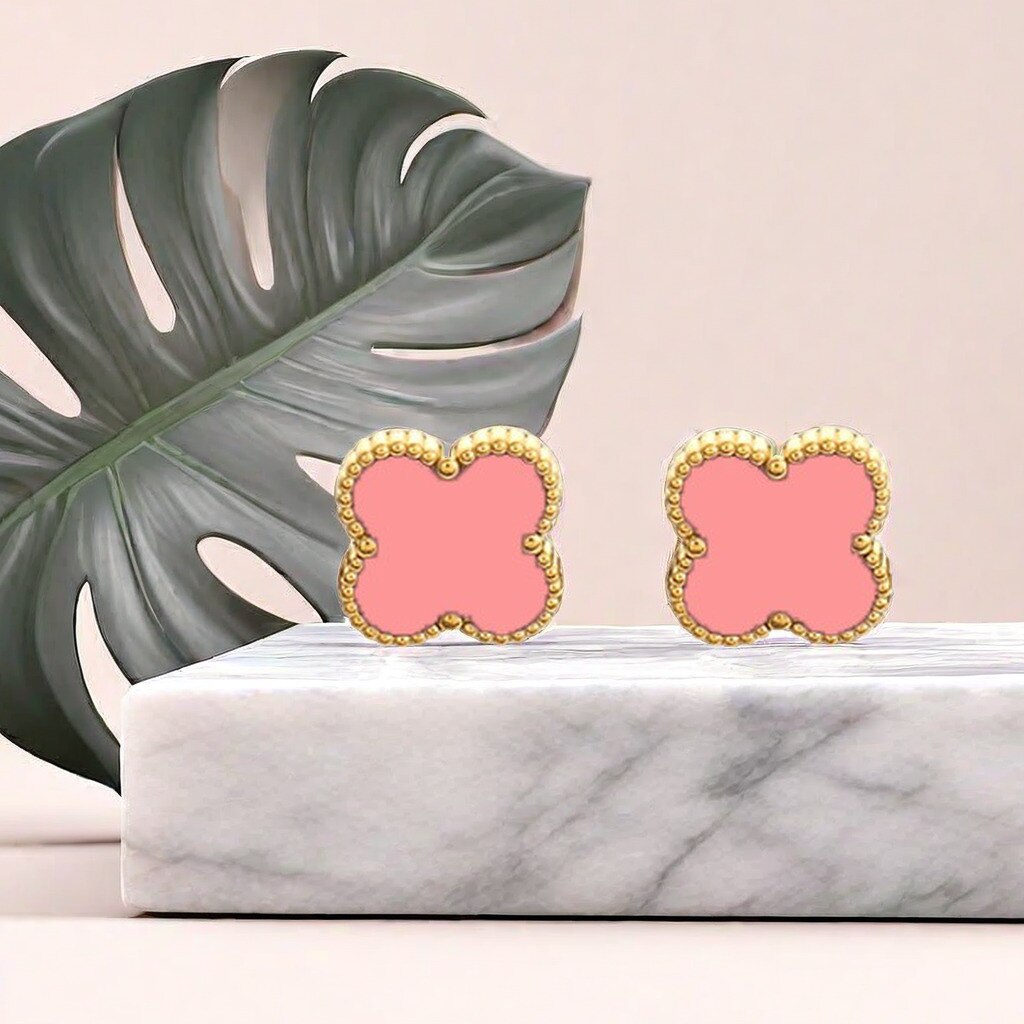 Set de bijuterii femei trifoi, colier, cercei, bratara, placat cu aur ...