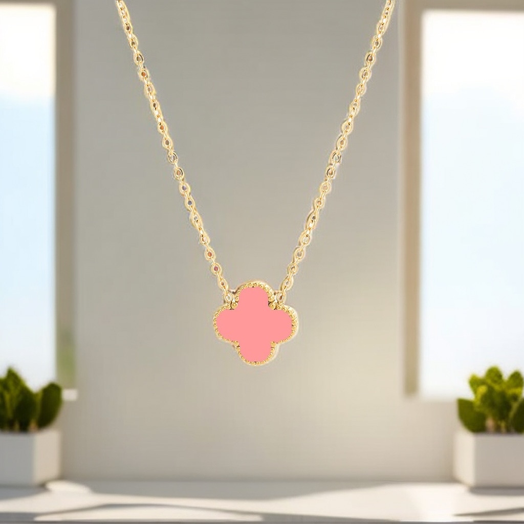 Set de bijuterii femei trifoi, colier, cercei, bratara, placat cu aur ...