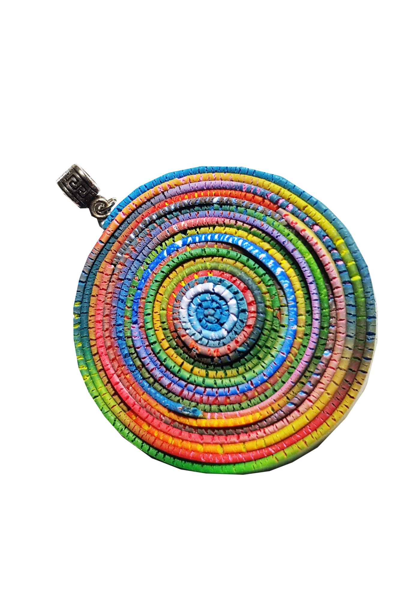 Medalion modelat manual din argila polimerica - Concentric, Multicolor ...
